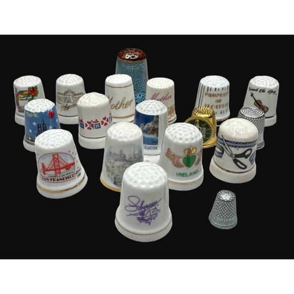 Unbranded | Accents | Vintage Ceramic Glass Metal Sewing Thimble Travel ...